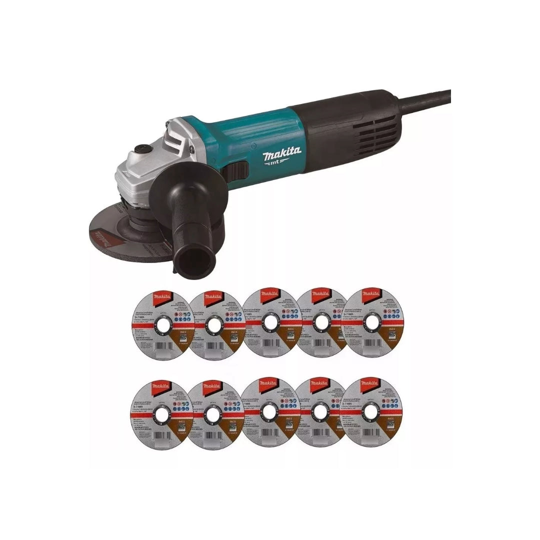 Mini Esmeriladora Angular Makita M9510B 4-1/2 850W + 10 Discos ...